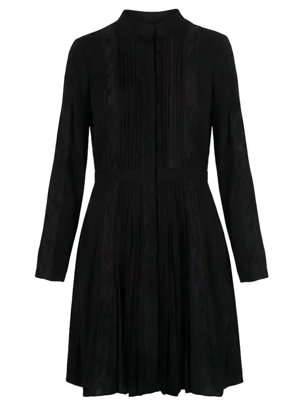 Valentino Garavani Lace-panelled Pleated Mini Dress - Black