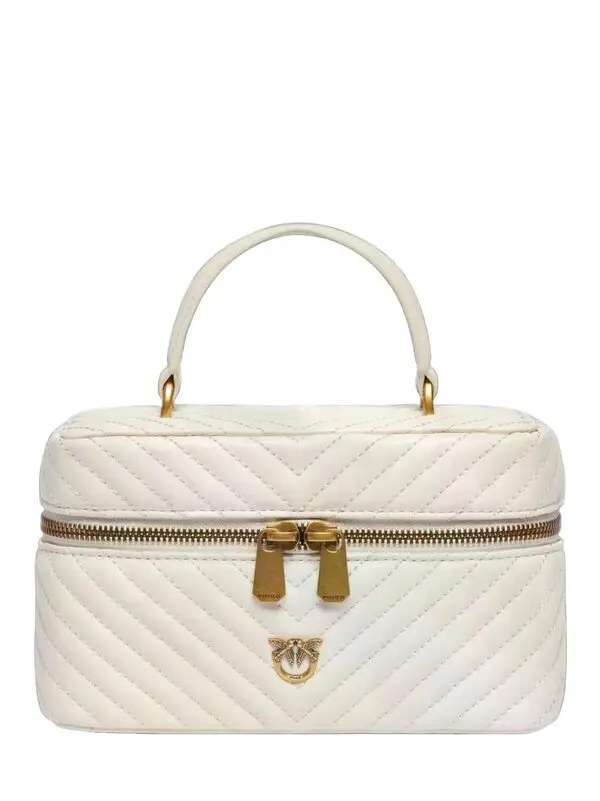 Pinko Small Beauty Case With Shoulder Strap Chevron-nappa - White