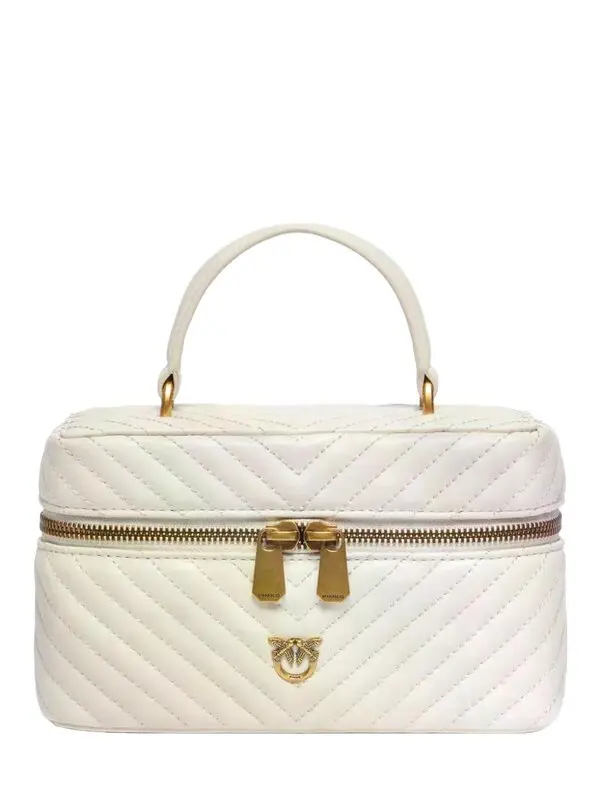 Pinko Small Beauty Case With Shoulder Strap Chevron-nappa - White