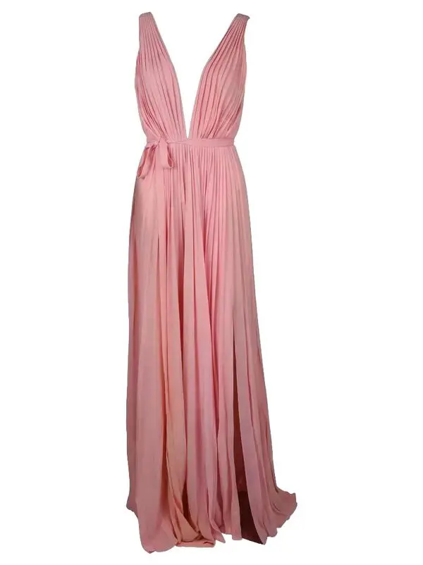 Valentino Garavani Pleated Belted Dress - Pink