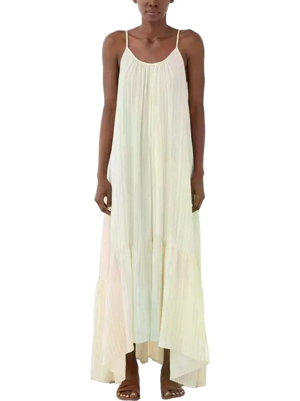 ELEH Striped Tiered Dress - Neutrals