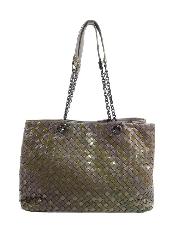 Bottega Veneta Intrecciato Lambskin Shoulder Bag - Brown