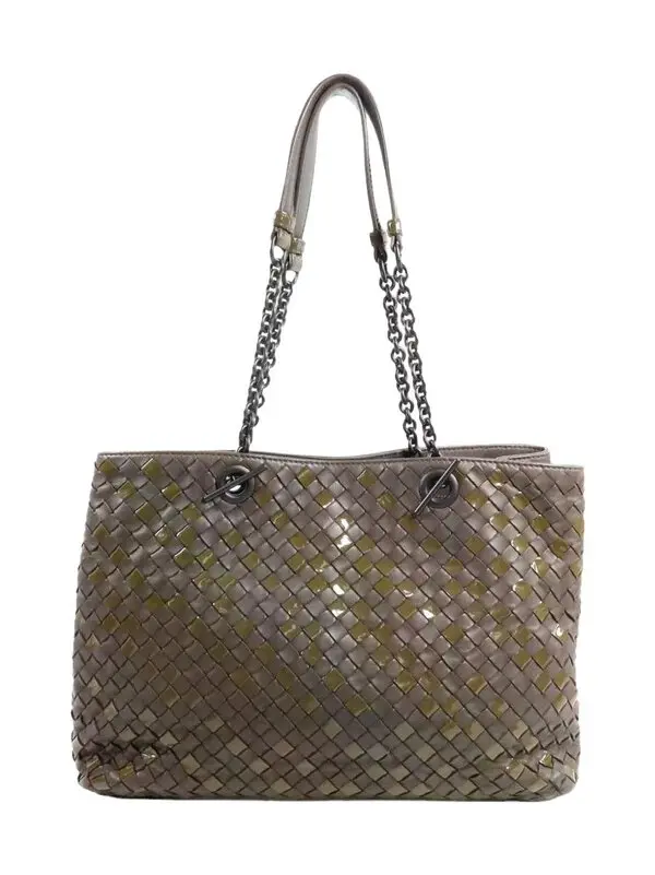 Bottega Veneta Intrecciato Lambskin Shoulder Bag - Brown