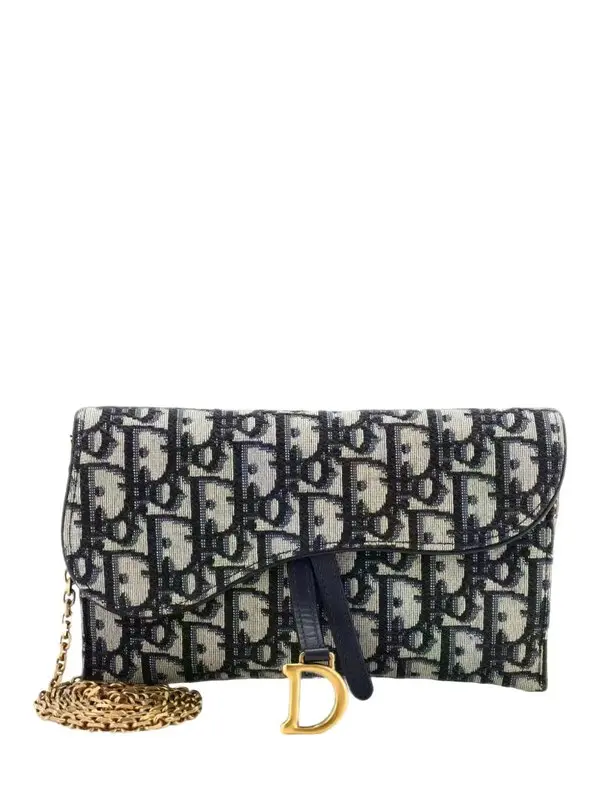 Dior Saddle Chain Wallet Oblique Canvas Crossbody Bag - Multicolour