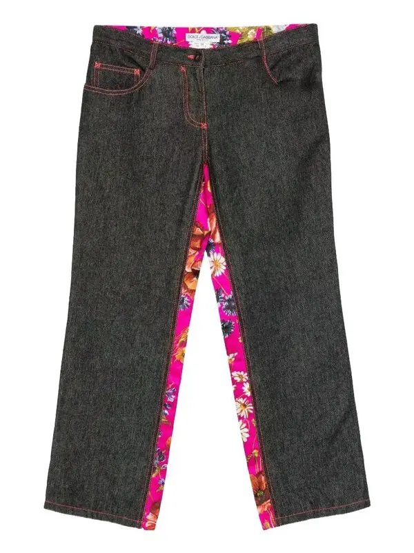 Dolce & Gabbana 2000s Floral-print Panelled Jeans - Pink