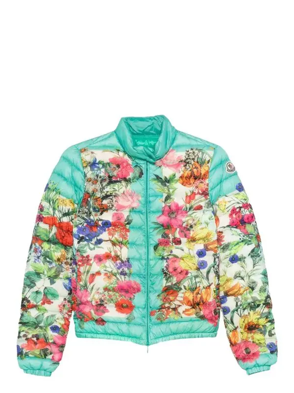 Moncler 2010s Floral-print Quilted Jacket - Green