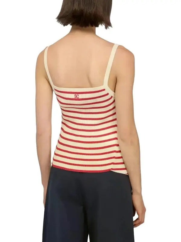 SEMICOUTURE Striped Ribbed-knit Tank Top - Neutrals