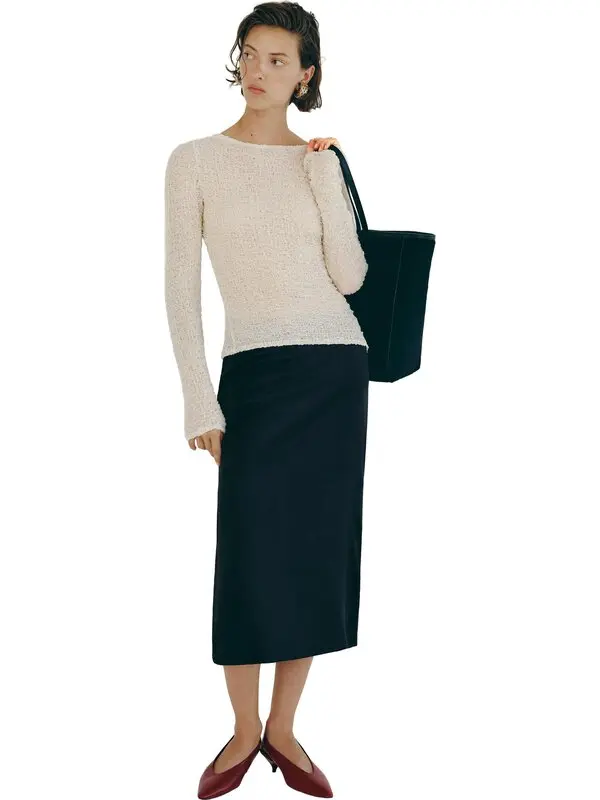 REFORMATION Wiley Knit Top Crinkle - Ivory