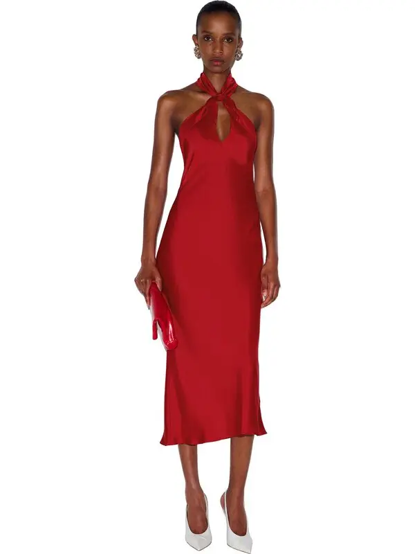 REFORMATION Meli Silk Twill Dress - Red