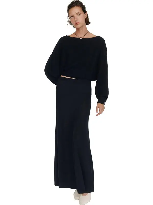 REFORMATION Brianna Cashmere Boatneck Top - Black