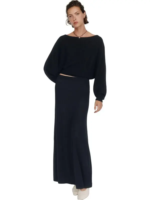 REFORMATION Brianna Cashmere Boatneck Top - Black