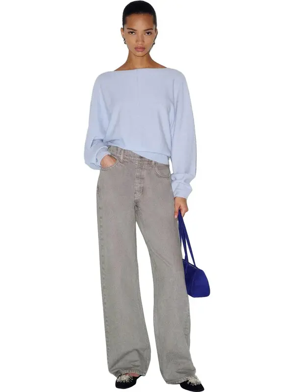 REFORMATION Brianna Cashmere Boatneck Top - Blue