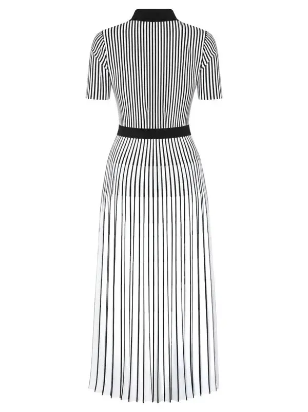 Karl Lagerfeld Pleated Vertical-stripe Midi Dress - White