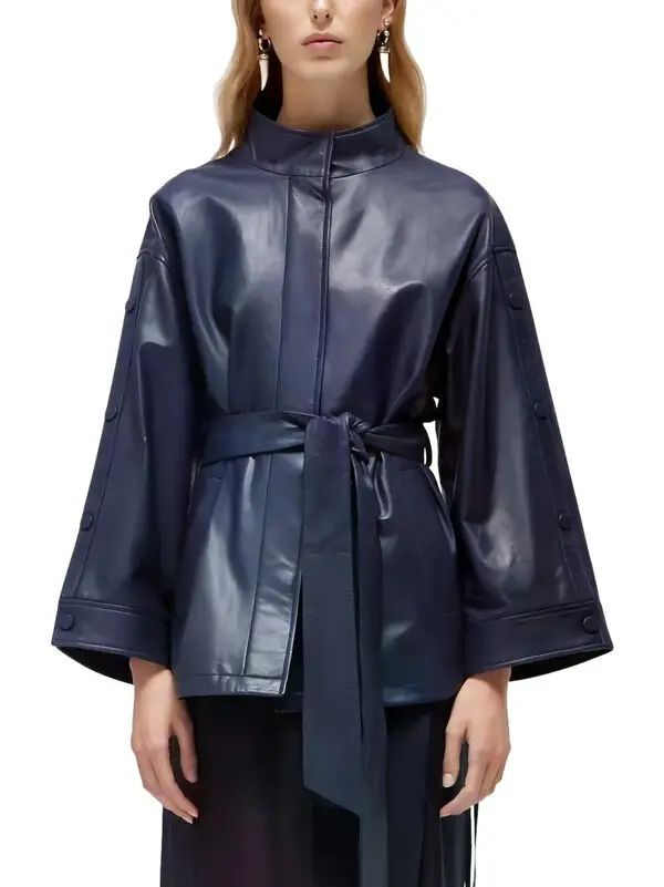 BLUGIRL Belted Button-sleeve Jacket - Blue