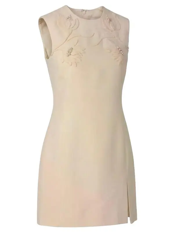 Valentino Garavani Floral-appliqué Sleeveless Mini Dress - Neutrals