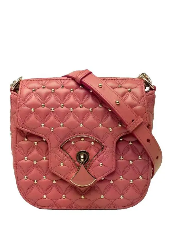 BVLGARI 2010-2026 Small Quilted Studded Leather Divas Dream Crossbody Bag - Pink