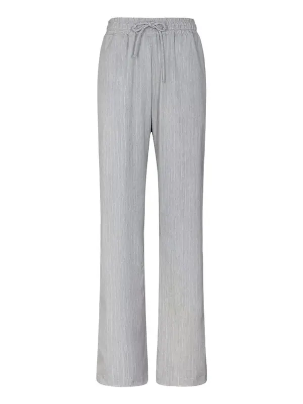 GAELLE PARIS Pinstriped Drawstring-waist Trousers - Grey