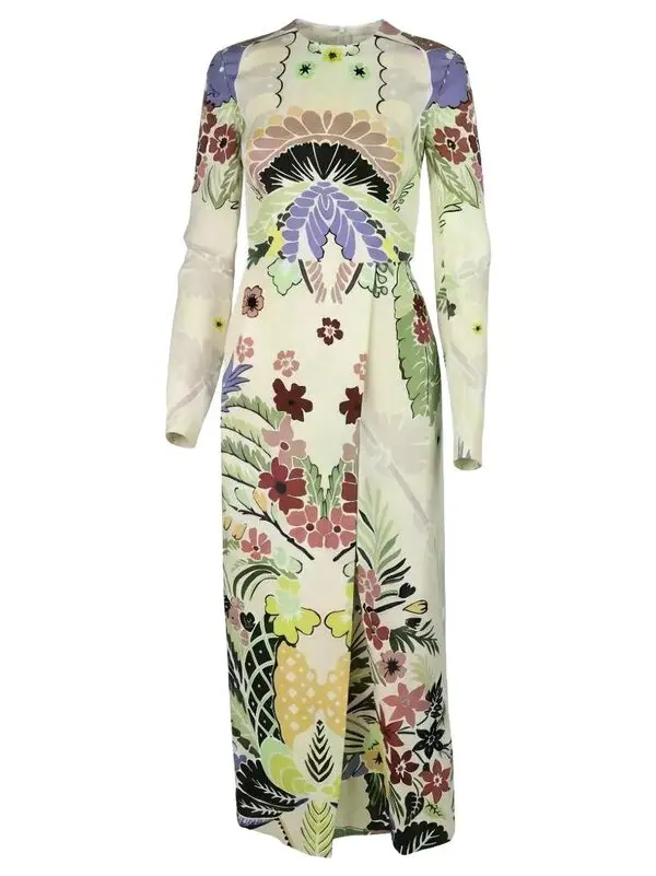 Valentino Garavani Floral-print Silk Dress - Neutrals
