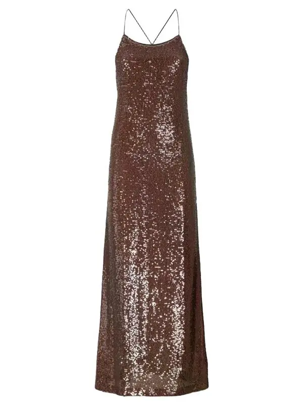 GAELLE PARIS Sequin-embellished Maxi Dress - Brown