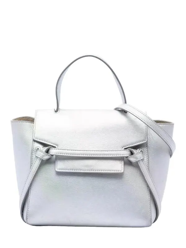 Celine 2018 Nano Laminated Calfskin Belt Bag Satchel - Silver