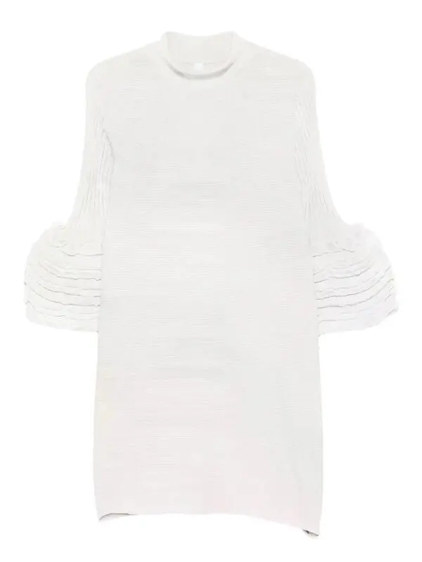 CFCL Ruffled Bell-sleeve Mini Dress - Neutrals