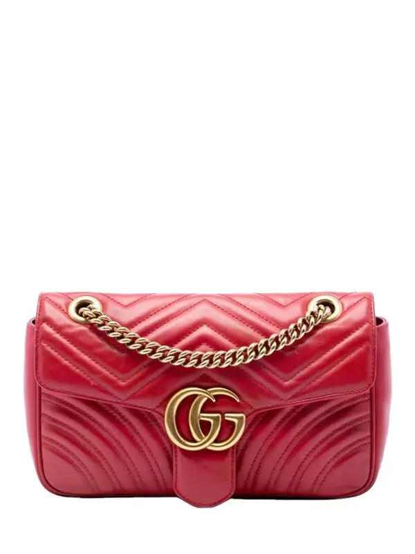 Gucci 2016-2026 Medium Gg Marmont Matelasse Calfskin Shoulder Bag - Red