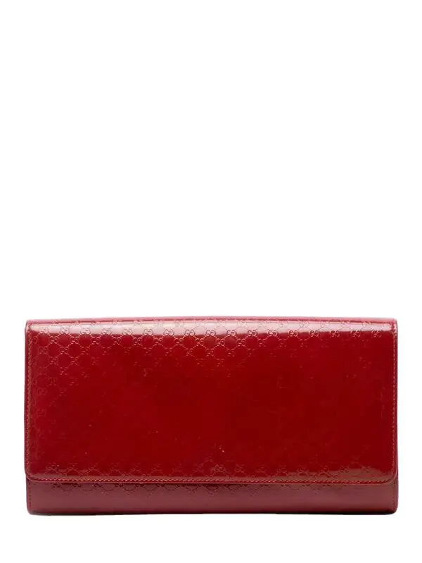 Gucci 2016-2026 Microguccissima Patent Broadway Clutch Bag - Red