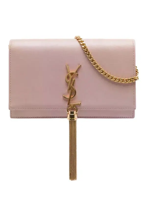Saint Laurent 2017 Smooth Calfskin Monogram Kate Tassel Wallet On Chain Crossbody Bag - Pink