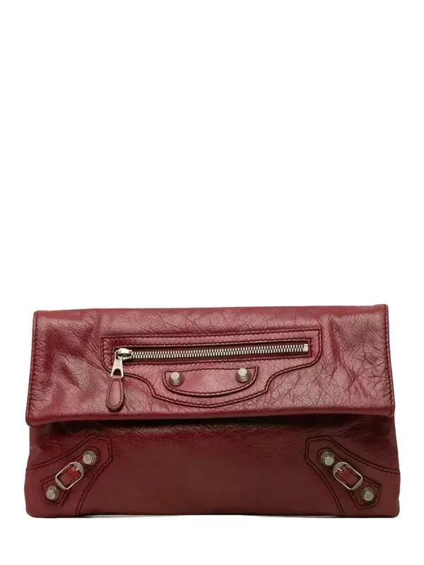 Balenciaga 2012 Lambskin Motocross Giant 12 Envelope Clutch Bag - Red