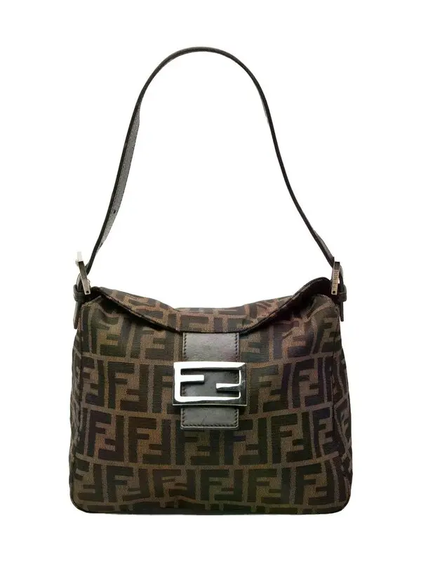 Fendi 1990-2000 Zucca Canvas Double Flap Shoulder Bag - Brown