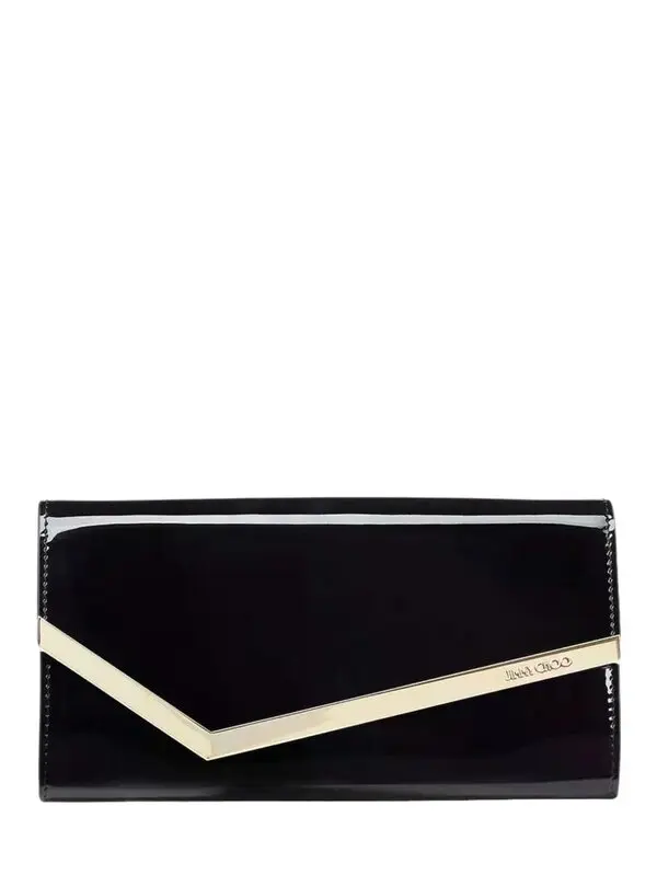 JIMMY CHOO Emmie Patent-leather Clutch Bag - Black