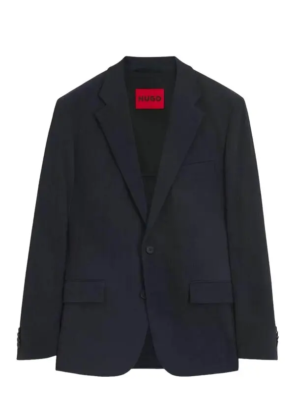 Hugo Slim-fit Suit Jacket In Performance-stretch Seersucker - Blue
