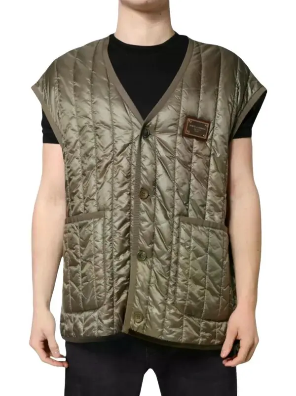 Dolce & Gabbana Logo-plaque Quilted Gilet - Green