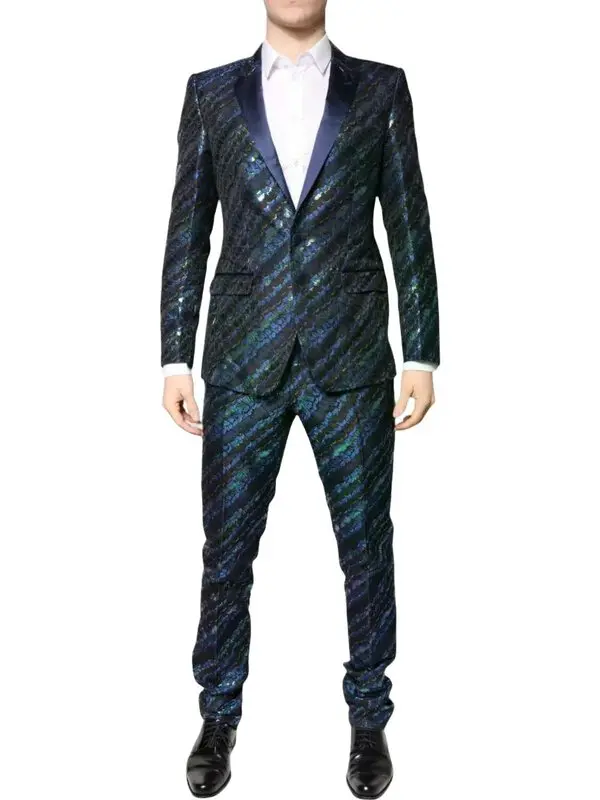 Dolce & Gabbana Jacquard Notch-lapel Suit - Blue