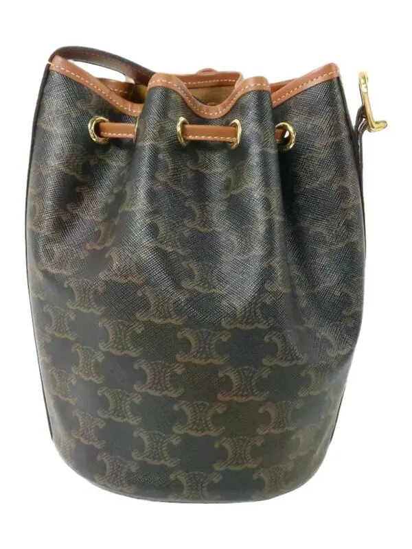 Celine Small Triomphe-canvas Drawstring Bucket Bag - Brown
