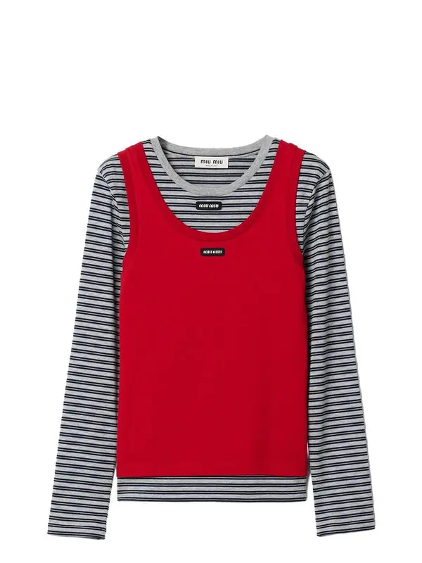 Miu Miu Jersey Tank Top And T-shirt - Grey/blue