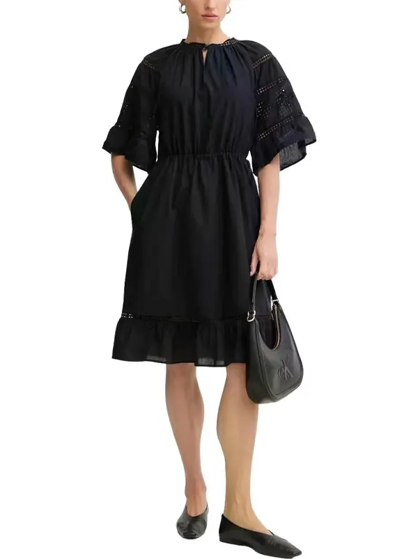Marc O'polo Broderie-anglaise Ruffled Midi Dress - Black