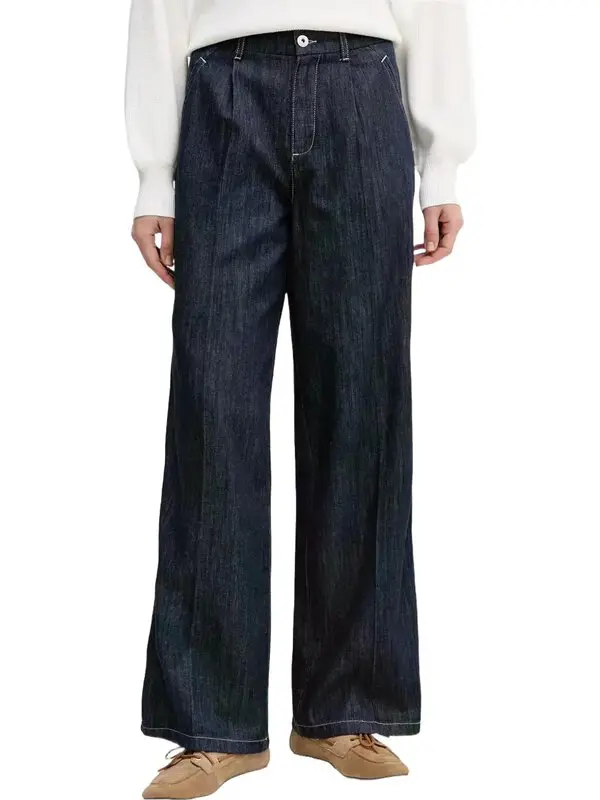 MARC AUREL Pleated Wide-leg Jeans - Blue