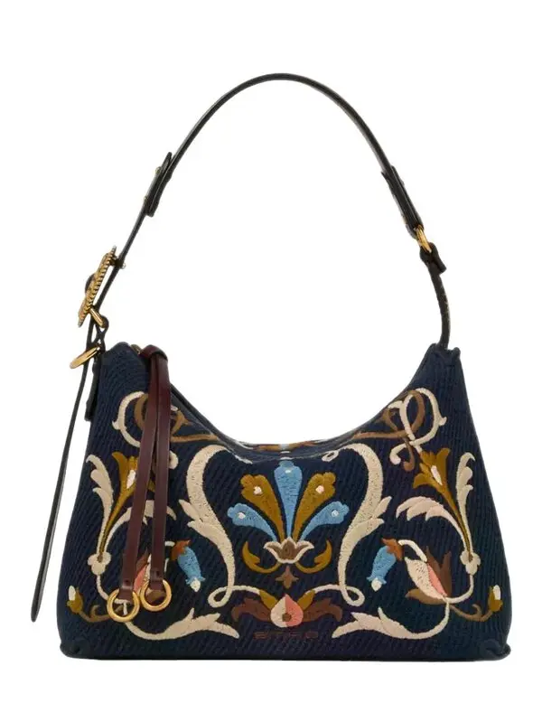 Etro Small Embroidered Canvas Rosette Bag - Blue