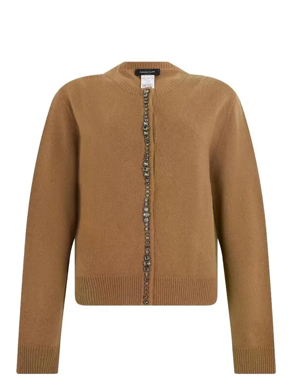 Fabiana Filippi Platinum Embellished Zip-up Cardigan - Brown