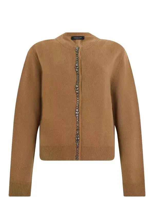 Fabiana Filippi Platinum Embellished Zip-up Cardigan - Brown