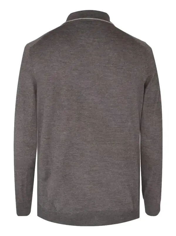 GRAN SASSO Herringbone-knit Half-zip Sweater - Brown