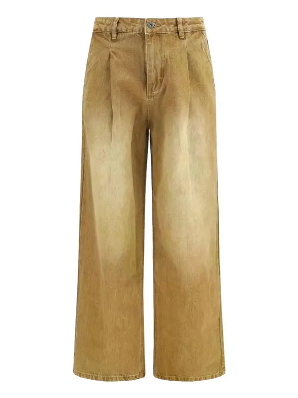 FOUND Wide-leg Pleated Jeans - Brown