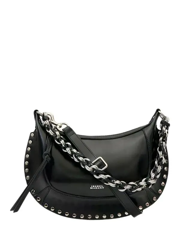 Isabel Marant Étoile Oskan Moon Studded Leather Shoulder Bag - Black