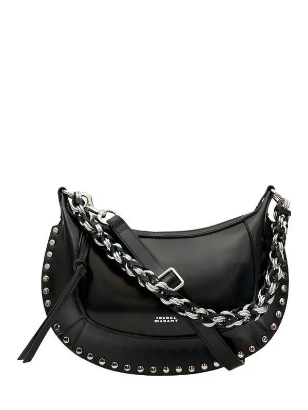 Isabel Marant Étoile Oskan Moon Studded Leather Shoulder Bag - Black