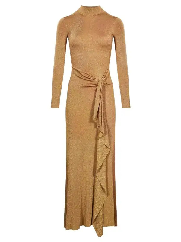 Roland Mouret Maxi Knotted Ruffled Dress - Neutrals