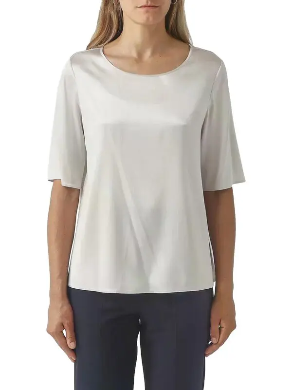 Max Mara Satin-finish Short-sleeve Top - White