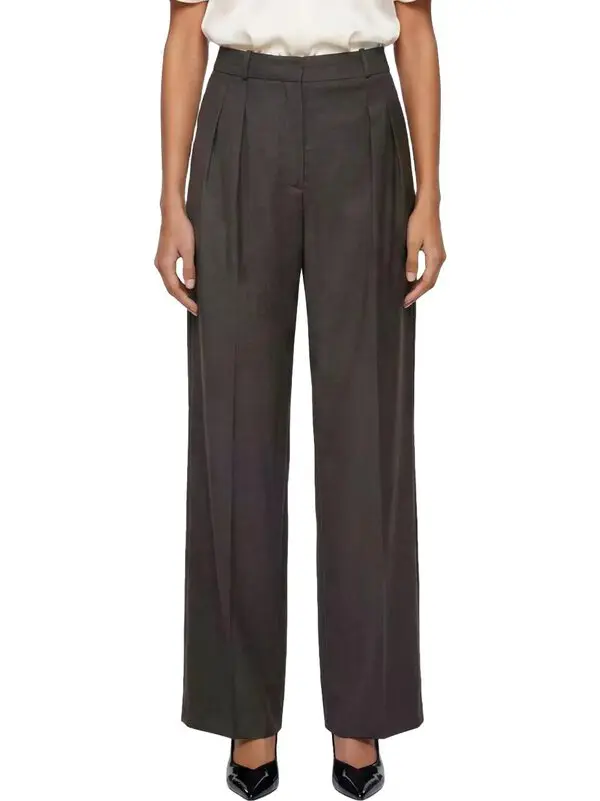 Loulou De Saison Pleated Straight-leg Trousers - Brown