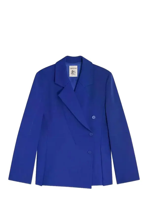 SEMICOUTURE Jorie Double-breasted Pleated-detail Jacket - Blue