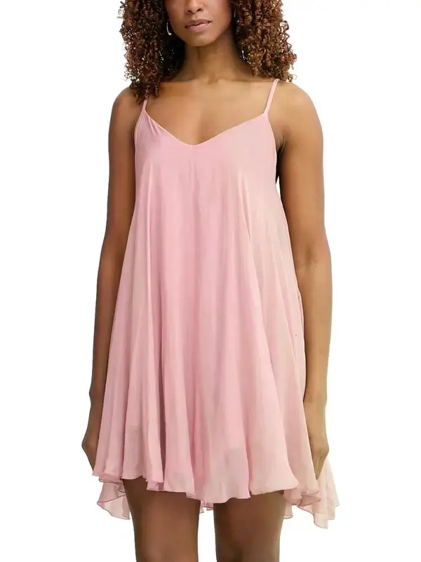 HAVEONE V-neck Pleated Dress - Pink